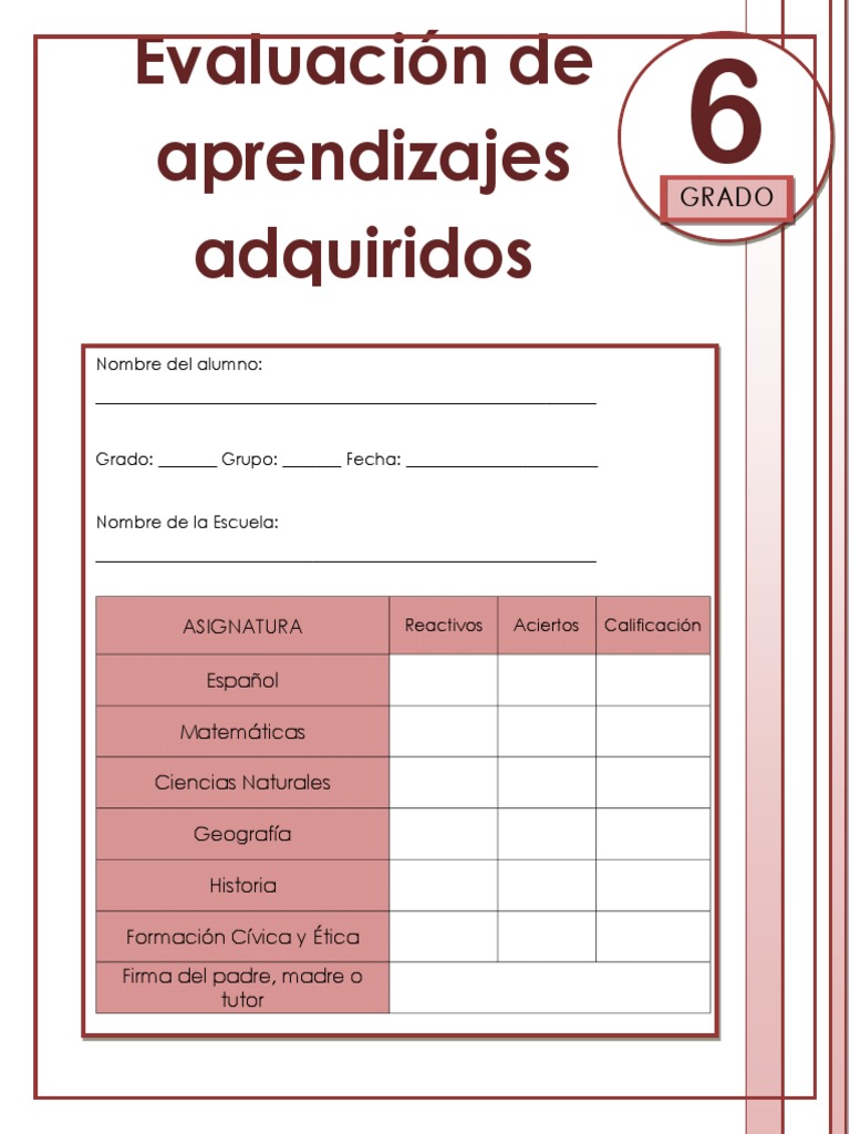 6to Grado - Evaluación | PDF | Tierra