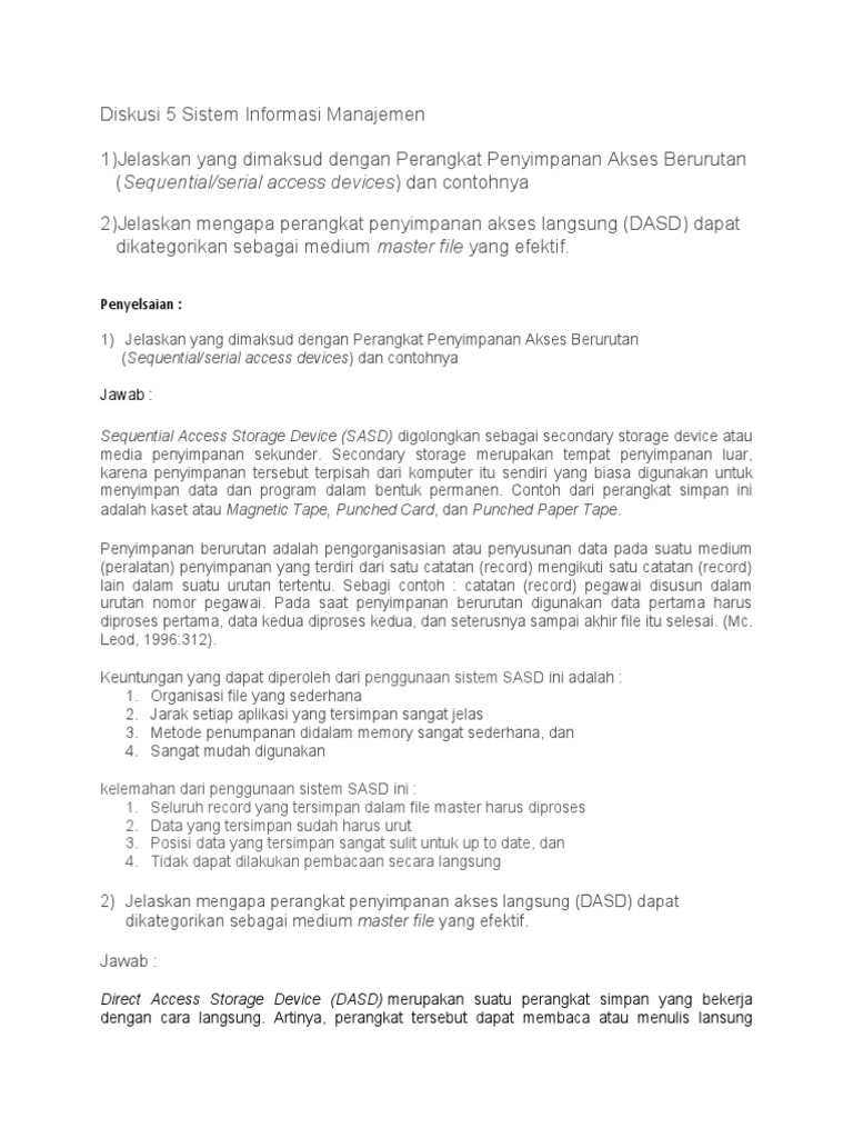 Perbandingan SASD dan DASD dalam SIM | PDF | Seni | Komputer