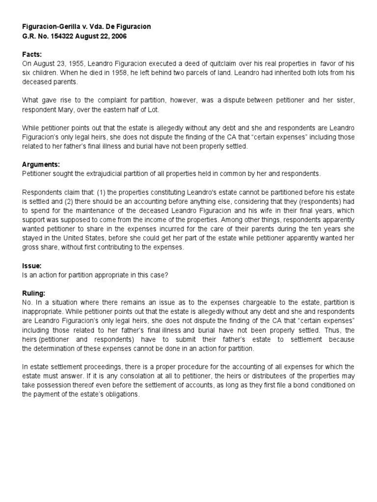 Gerilla vs. Carolina Vda de Figuracion | PDF | Inheritance | Property