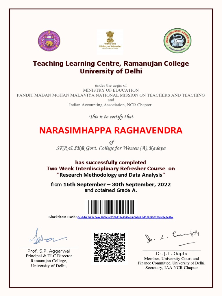 Narasimhappa Raghavendra: Teaching Learning Centre, Ramanujan College ...