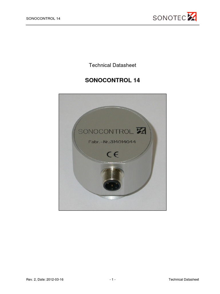 Sonocontrol 14 TD Sonotec | PDF | Electrical Connector | Piston