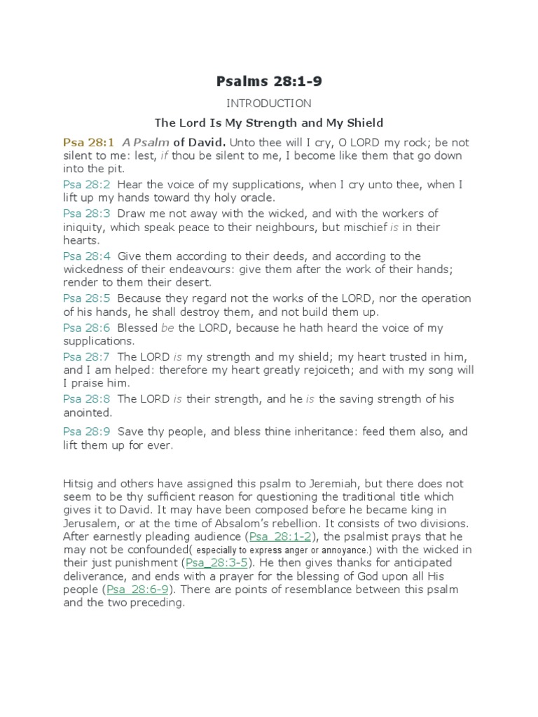 Psalms 28 | Download Free PDF | Prayer | Assurance (Theology)