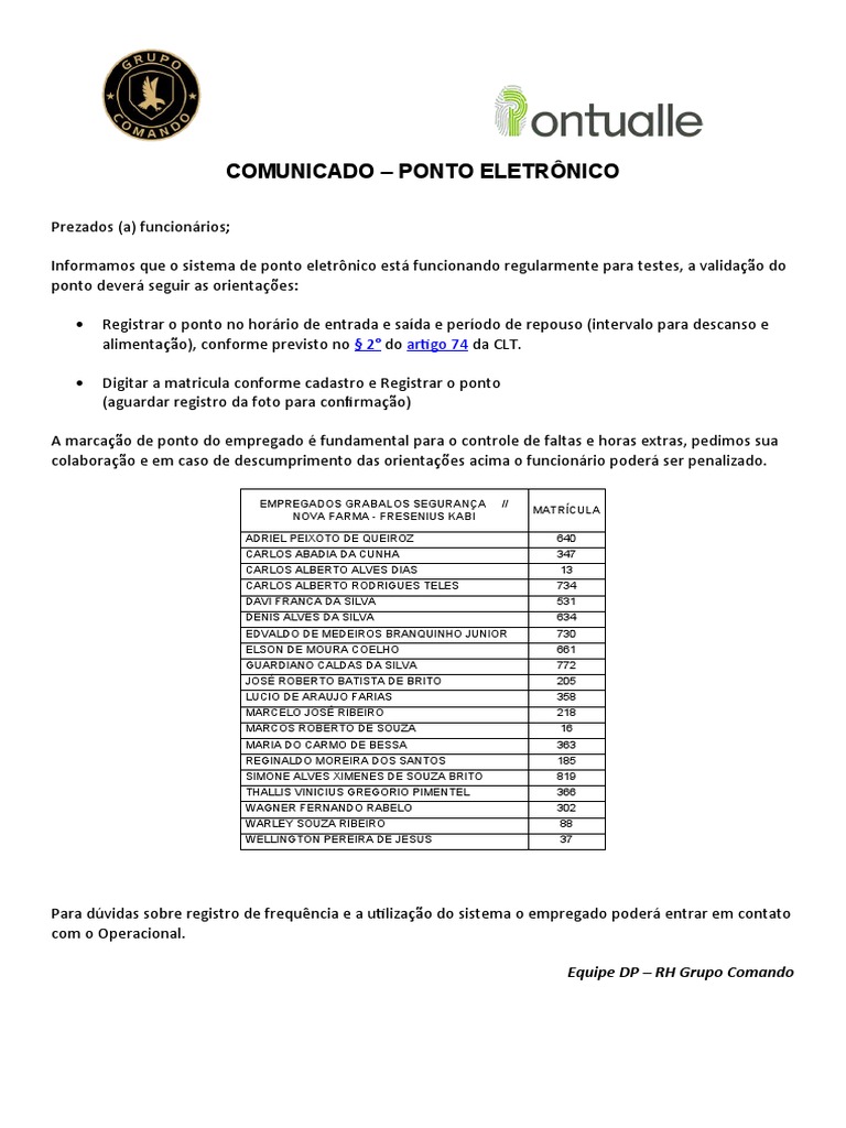 Comunicado Ponto | PDF