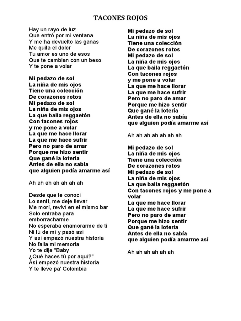 Tacones Rojos Letra | PDF