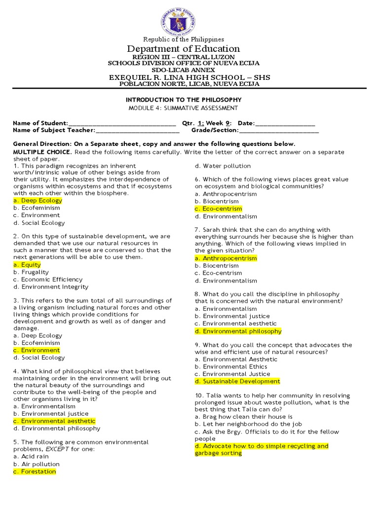 Module 4 Summative Assessment | PDF | Environmentalism | Environmental ...