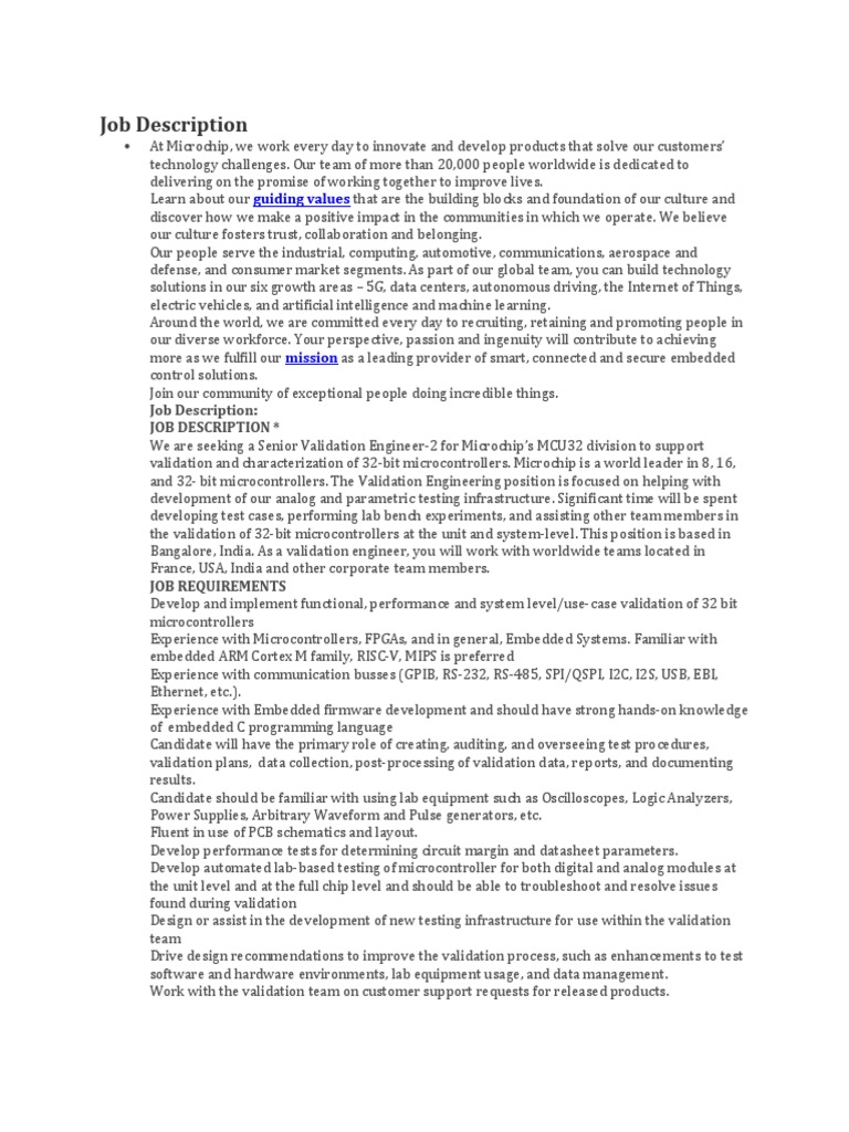 Microchip-Validation Engineer | PDF | Embedded System | Microcontroller