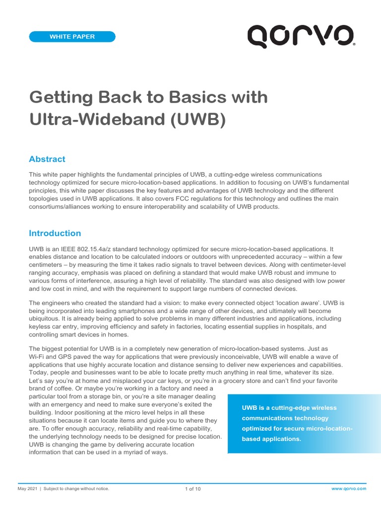 Qorvo Getting Back To Basics With Ultra Wideband Uwb White Paper | Download Free PDF | Ultra ...