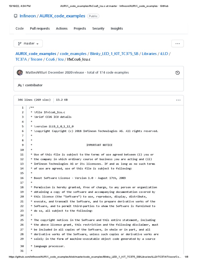 AURIX - Code - Examples - IfxCcu6 - Icu.c at Master Infineon - AURIX - Code - Examples GitHub | PDF