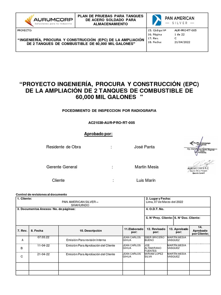 AC21038-AUR-PRO-RT-005 RevC | PDF | Soldadura | Construcción
