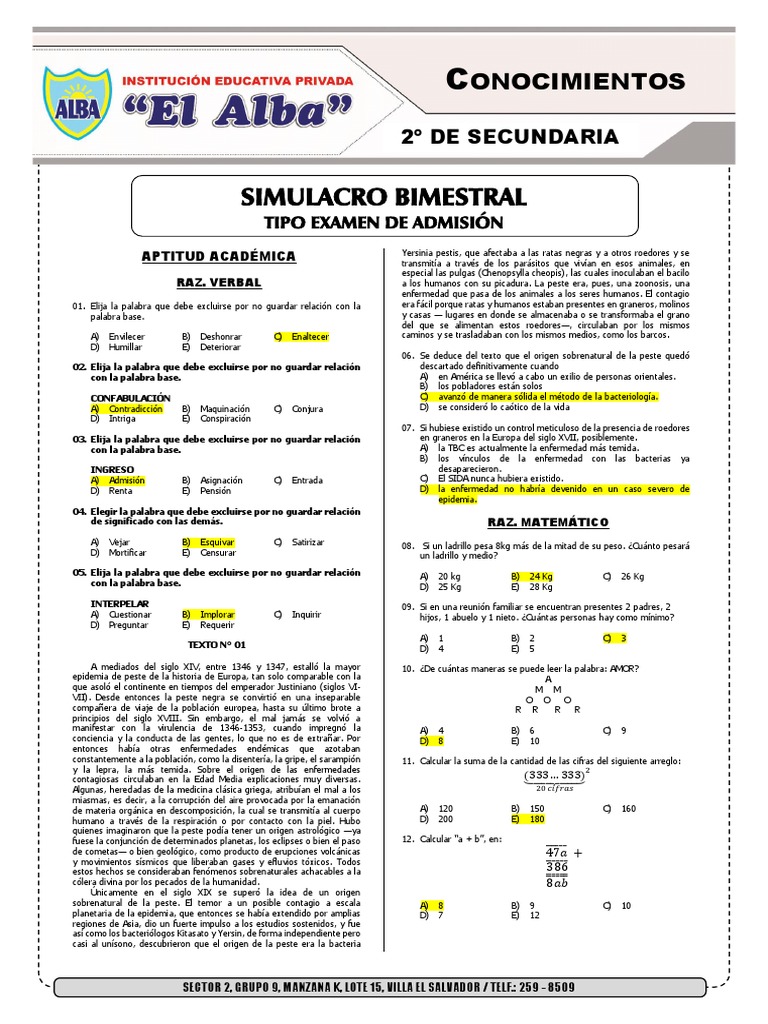 2B 2° Simulacro | PDF | Sangre | Muerte negra