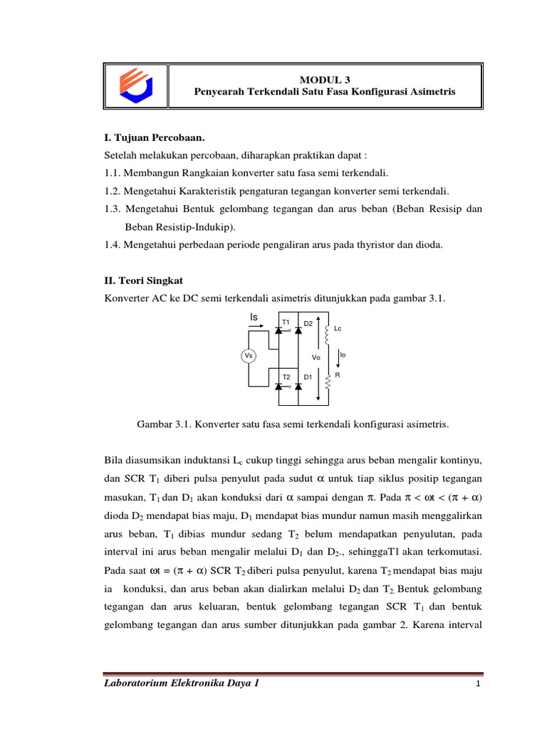 Modul 3 - Peny Terkendali 1 Fasa Gel Penuh Asimetris - Ok | PDF