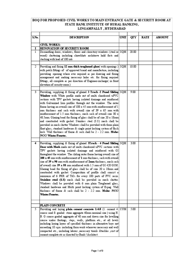 Boq Main Entrance Gate and Security Room Sbirb | PDF | Electrical ...