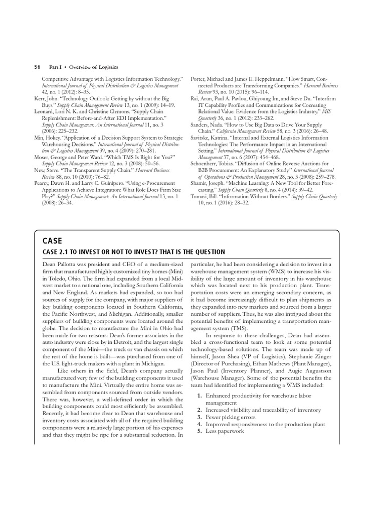 Chapter 2 Case | PDF | Supply Chain | Inventory
