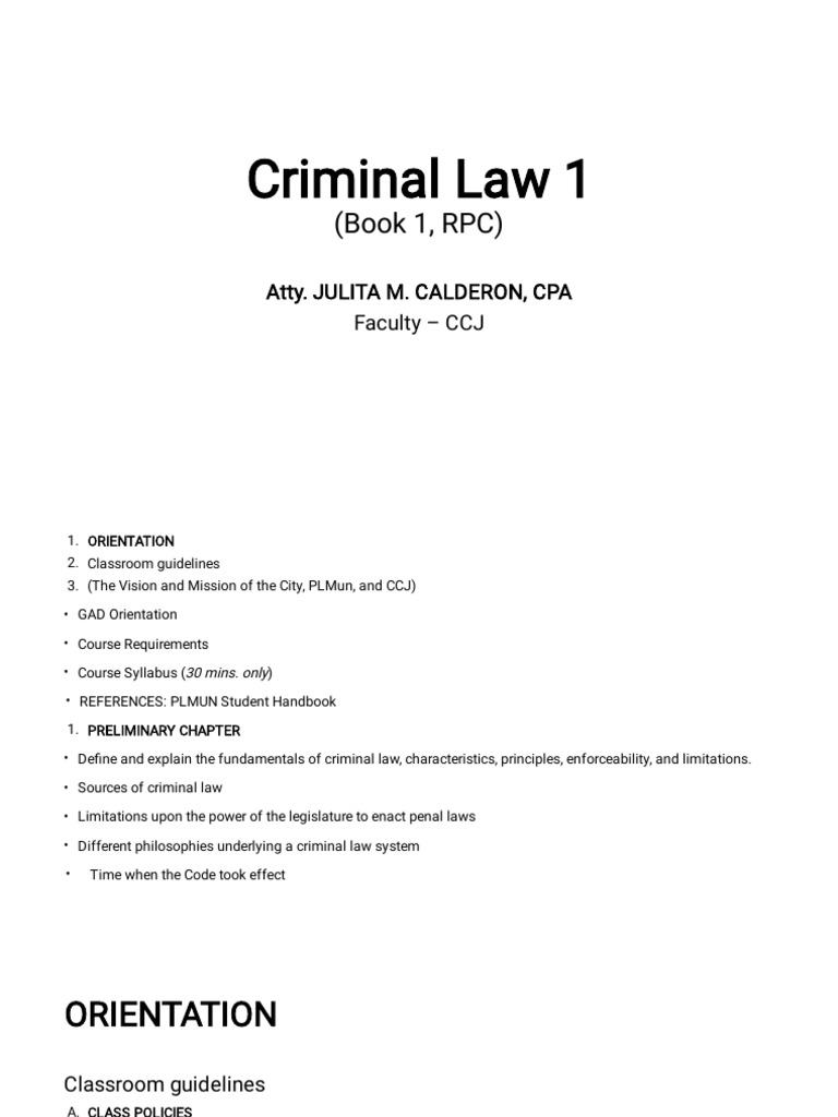 Criminal Law 1 Power Point Presentation Aug. 30 2022 | PDF | Crimes ...