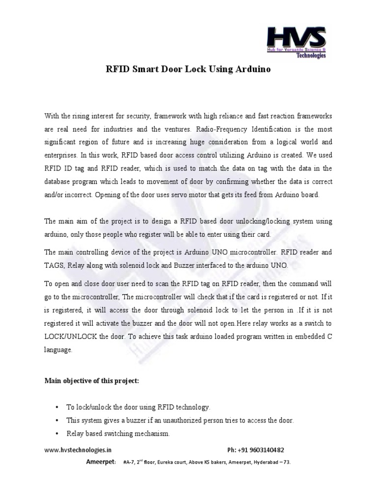 RFID Smart Door Lock Using Arduino | PDF | Radio Frequency Identification | Arduino