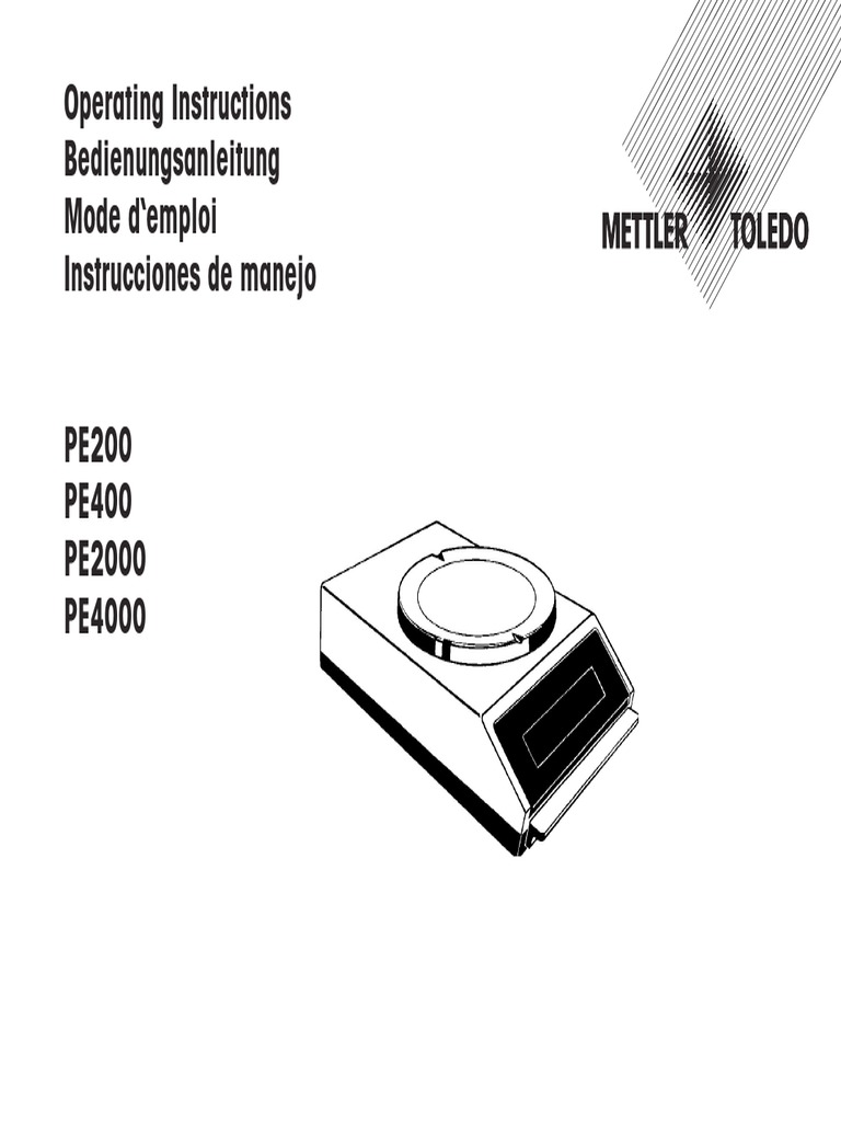METTLER - PE200 400 2000 4000 - Mode Emploi - 11-2001 | PDF | Weight ...