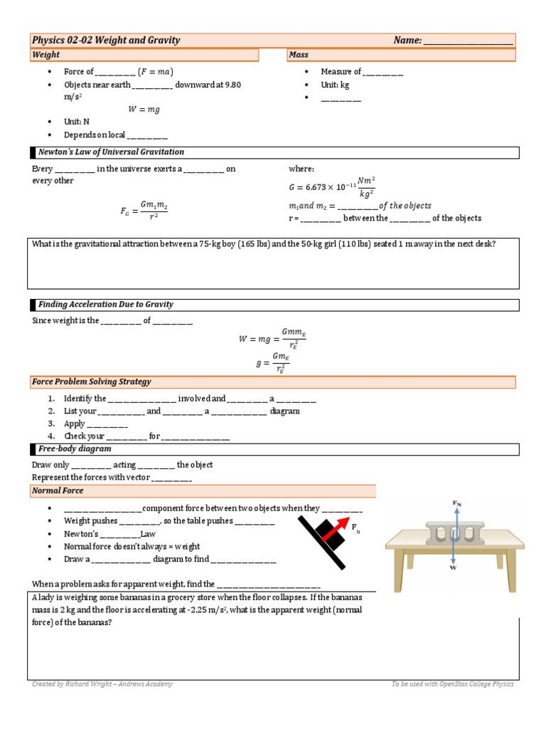 Physics 02-02 Weight and Gravity | PDF | Weight | Force