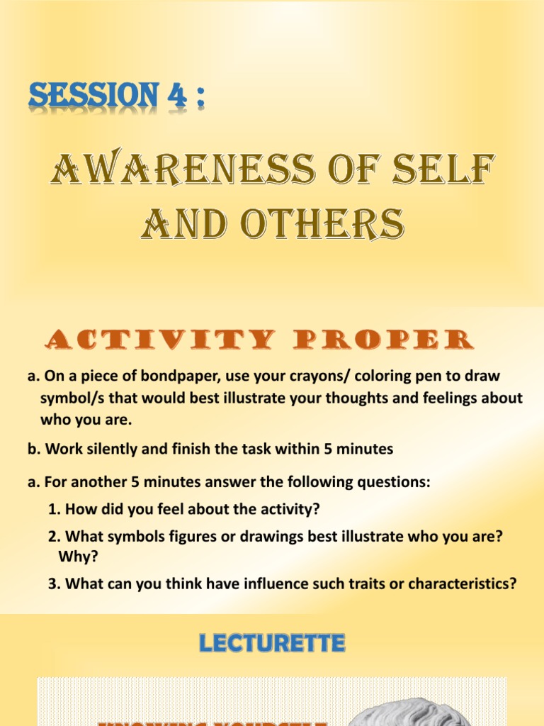 G2 Session 4 AWARENESS OF SELF AND OTHERS | PDF | Learning ...