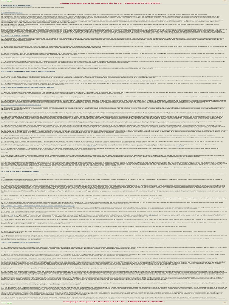 Congregacion para La Doctrina de La Fe - LIBERTATIS NUNTIUS | PDF ...