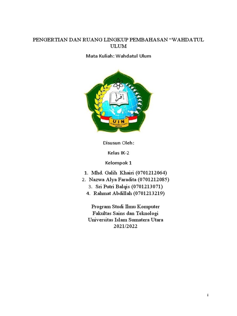 Ruang Lingkup Wahdatul Ulum | PDF