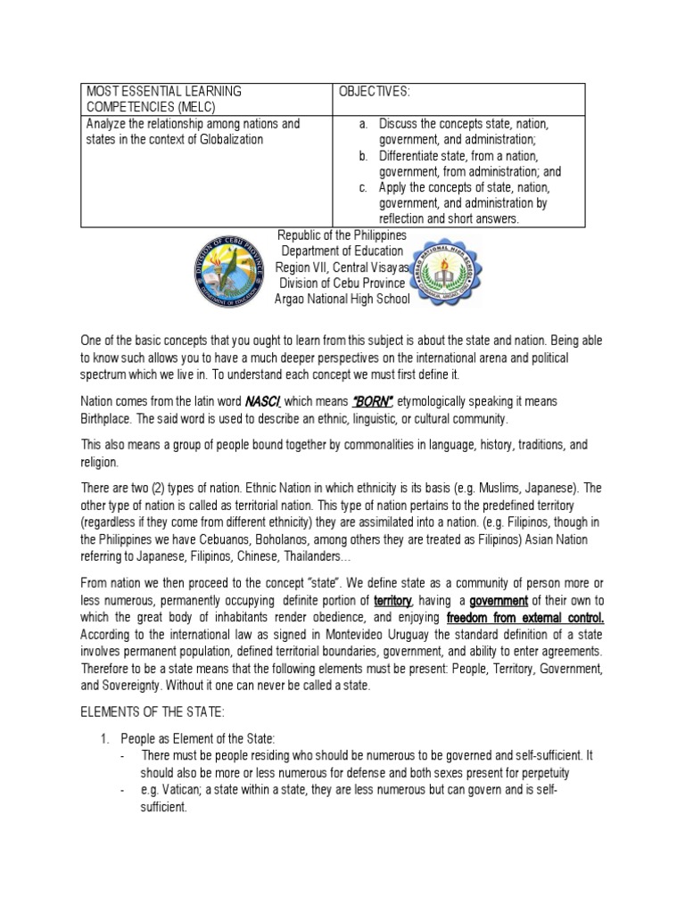 Understanding the Relationship Between Nations, States, and ...