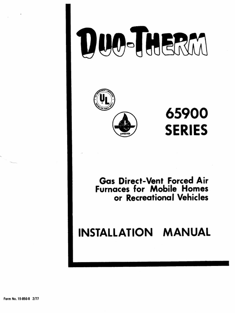 Duo-Therm 65900 Series Gas Direct-Vent Forced Air Furnace Installation ...