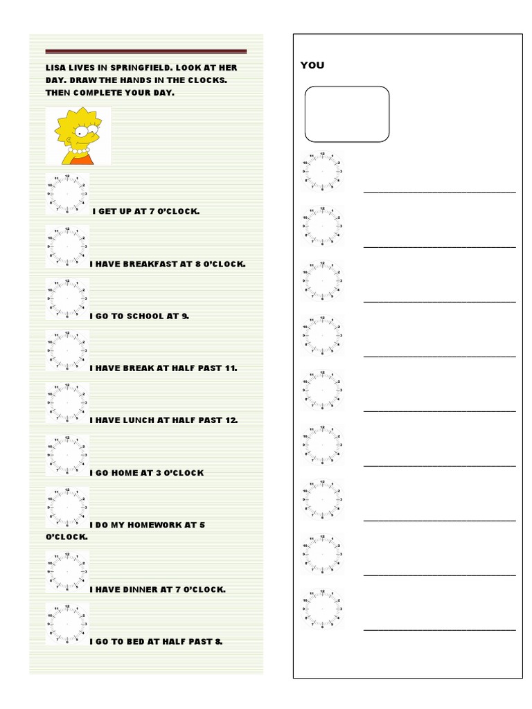 Daily Routines - Telling The Time Ws | PDF