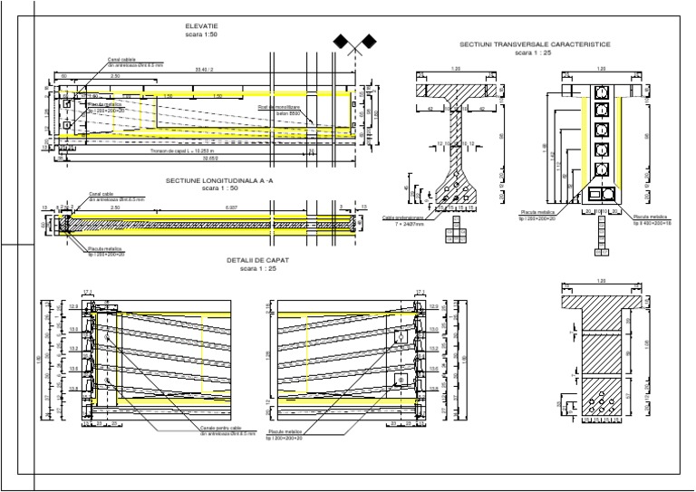 Plan cofraj grinda beton armat precomprimat post intindere - tronson ...