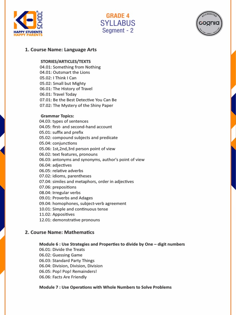 Grade 4-Syllabus | PDF