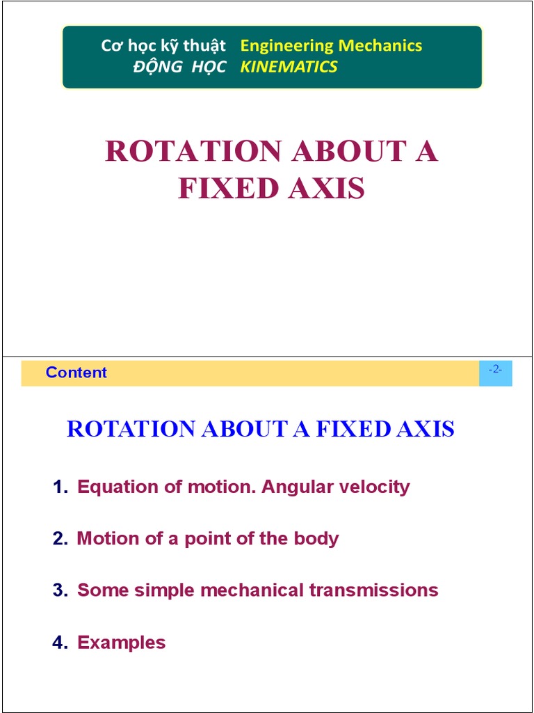 DH - Ch3-1 Kinematics - Rotation About A Fixed Axis - 4x3 | PDF ...