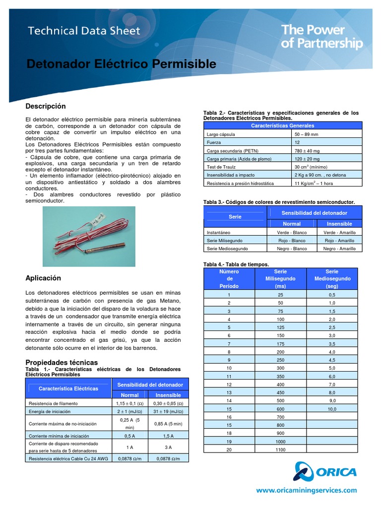 Detonador eléctrico permisible: una descripción técnica de sus ...