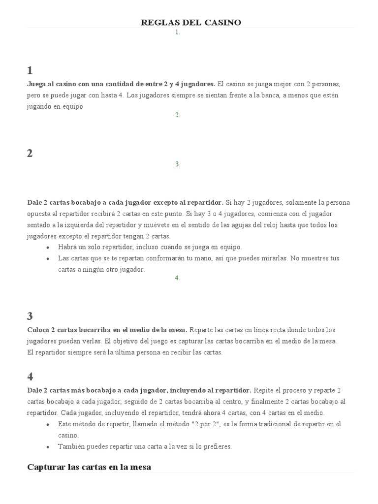 Reglas Del Casino | PDF | Juego de azar | Juegos de mesa