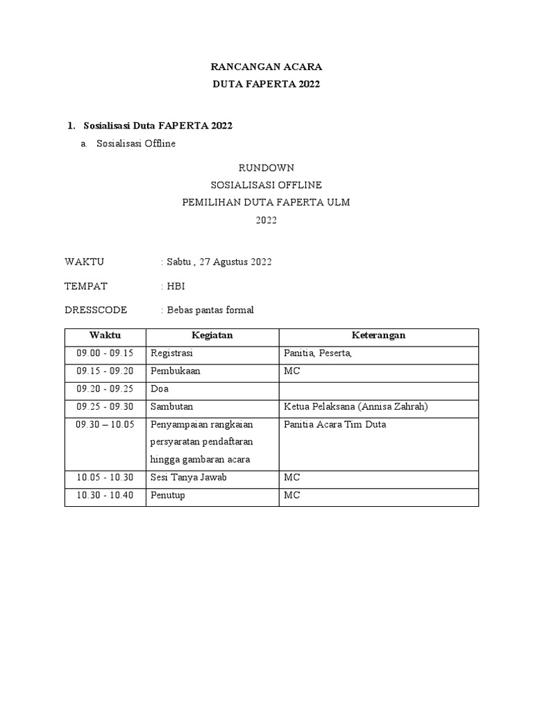 Rancangan Acara Fix | PDF