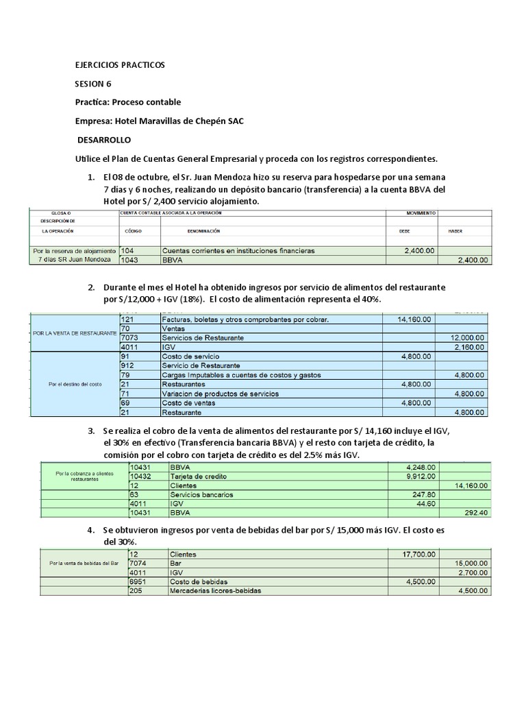 EJERCICIOS PRACTICOS Contabilidad Aplicada-Asientos Contables | PDF