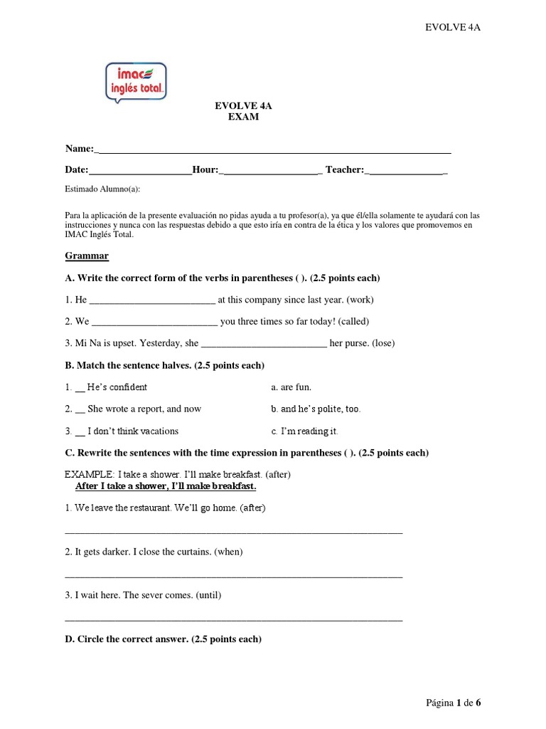 Exam EVOLVE 4A | Download Free PDF | Cost Of Living | Menu