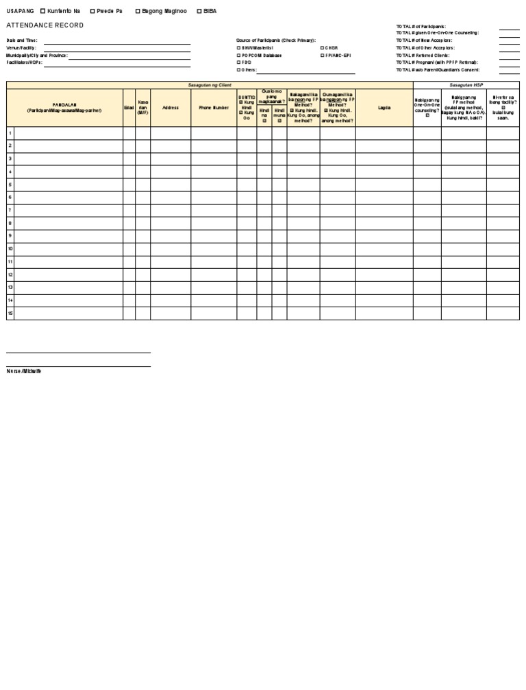 Usap Tayo Sa FP Attendance Sheet | PDF