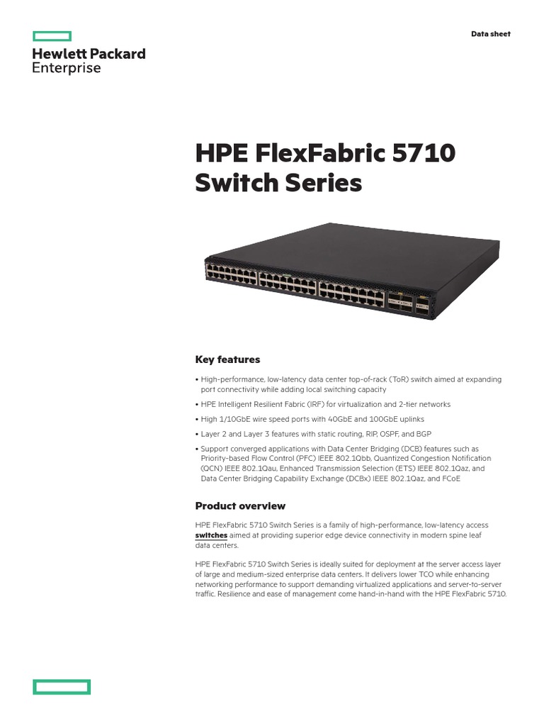 Hpe Flexnetwork 5710 Series Core And Distribution Switch Pdf