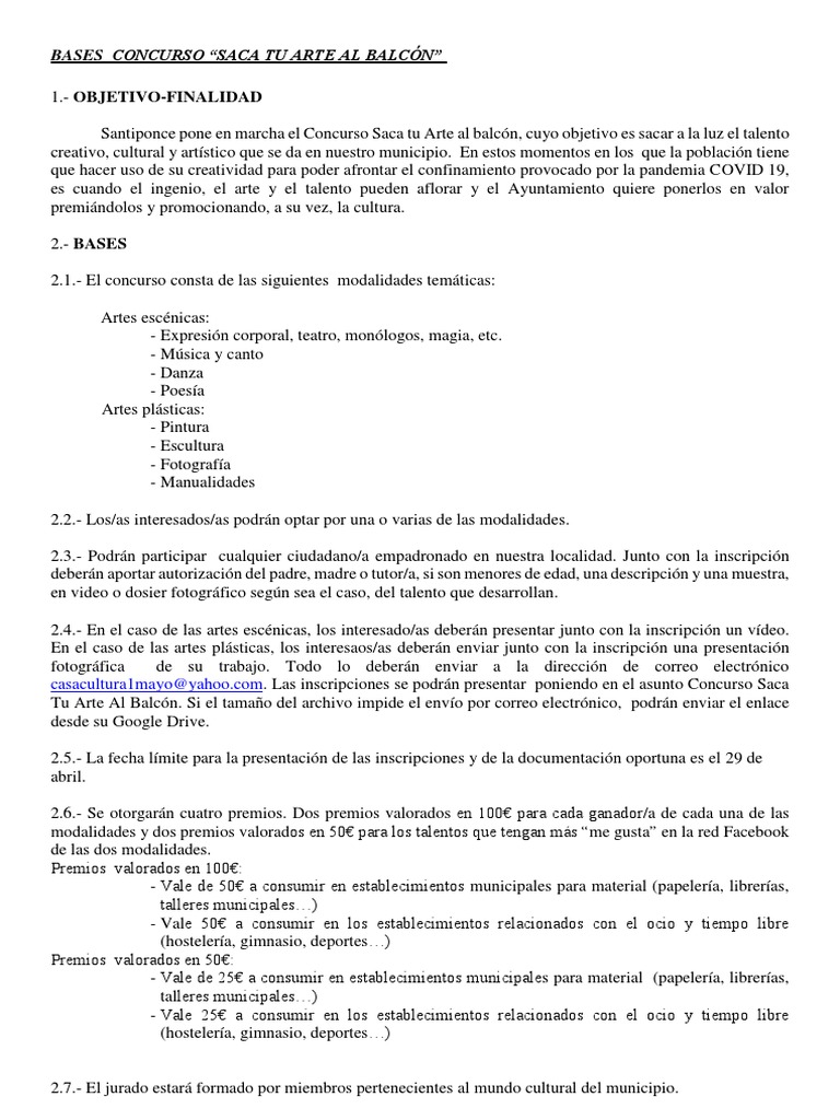 Bases Del Concurso de Talentos | PDF | Las artes Bases Del Concurso de Talentos | PDF | Las artes