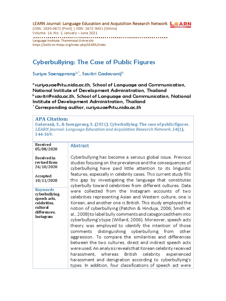 Cyberbullying The Case of Public Figures | PDF | Cyberbullying ...