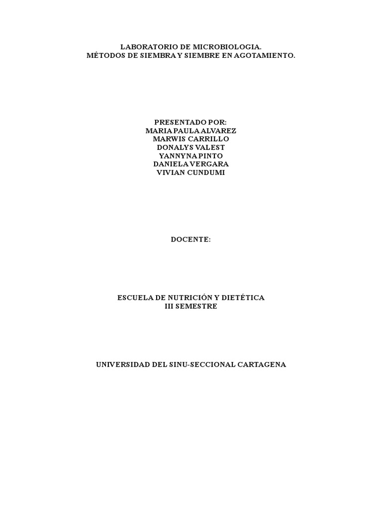 Informe Micro. | PDF | Siembra | Las bacterias