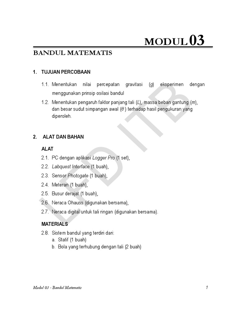 MODUL 03 Bandul Matematis | PDF