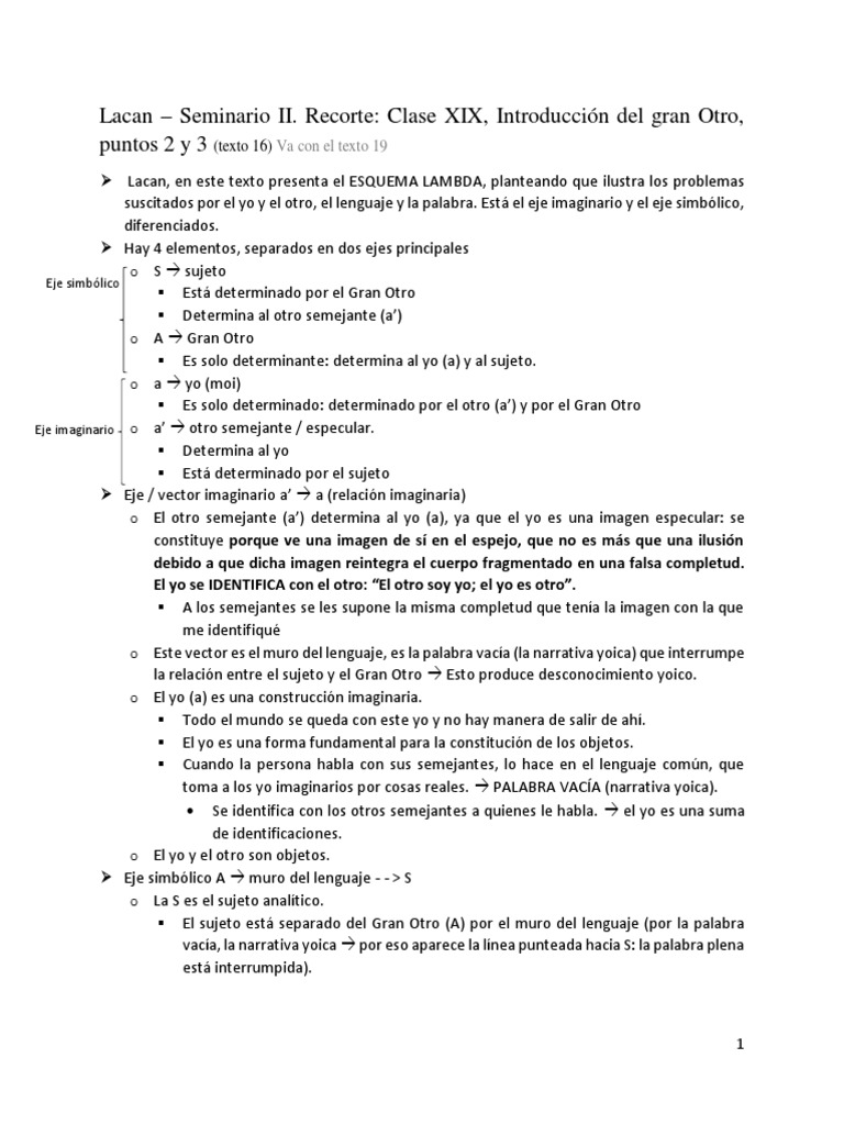 Lacan - Intro Del Gran Otro (Esquema Lambda) | PDF | Jacques Lacan ...