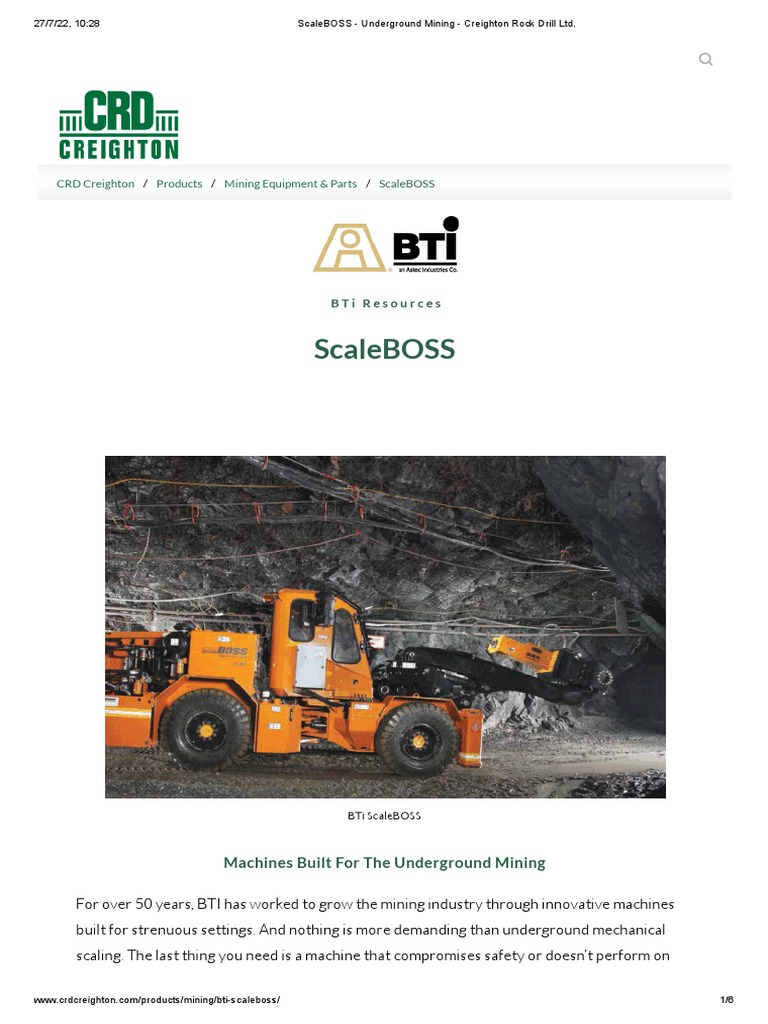 ScaleBOSS - Underground Mining - Creighton Rock Drill LTD | PDF ...