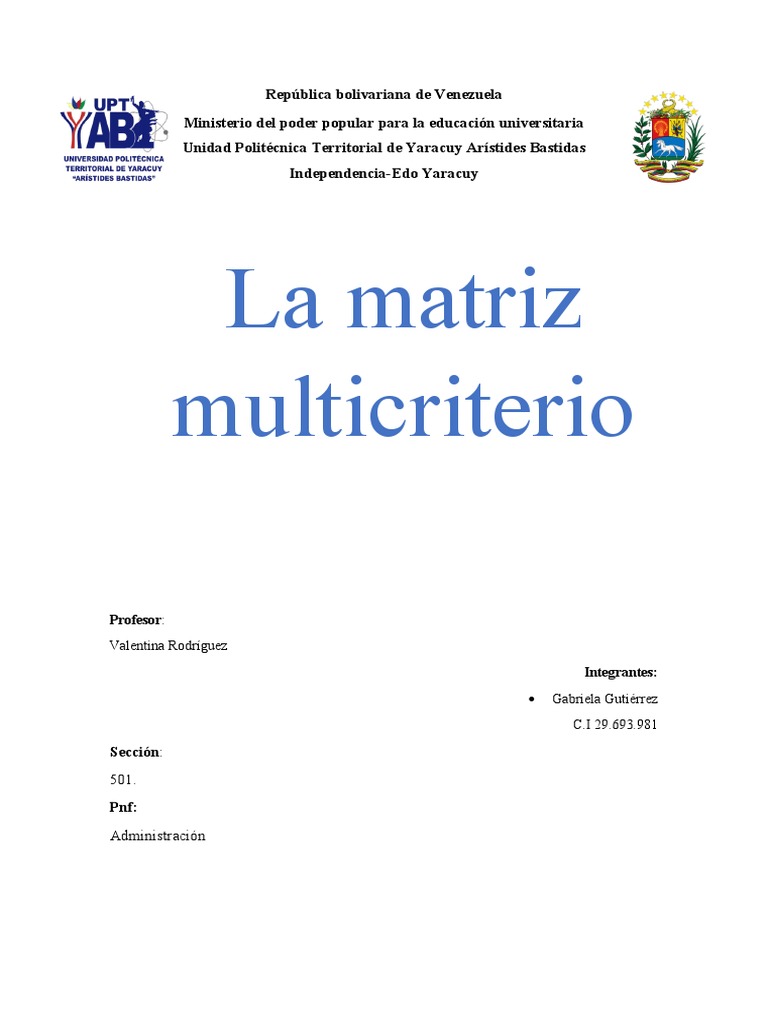 Matriz Multicriterio - Planificacion | PDF | Toma de decisiones ...