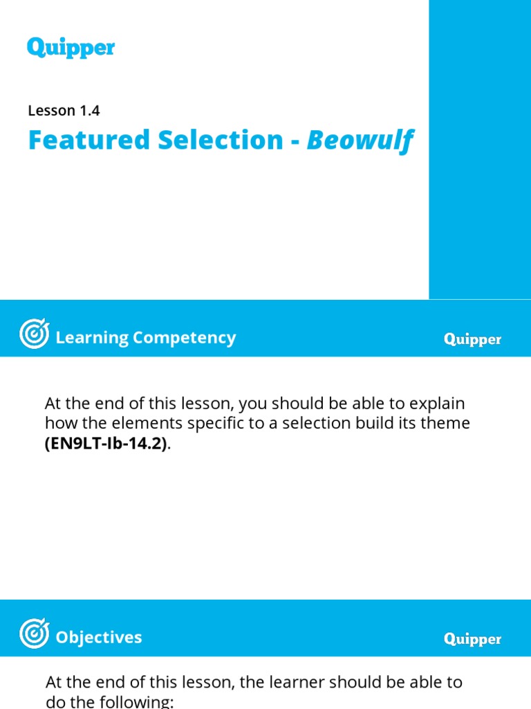 Lesson 4 | PDF | Beowulf | Epic Poetry
