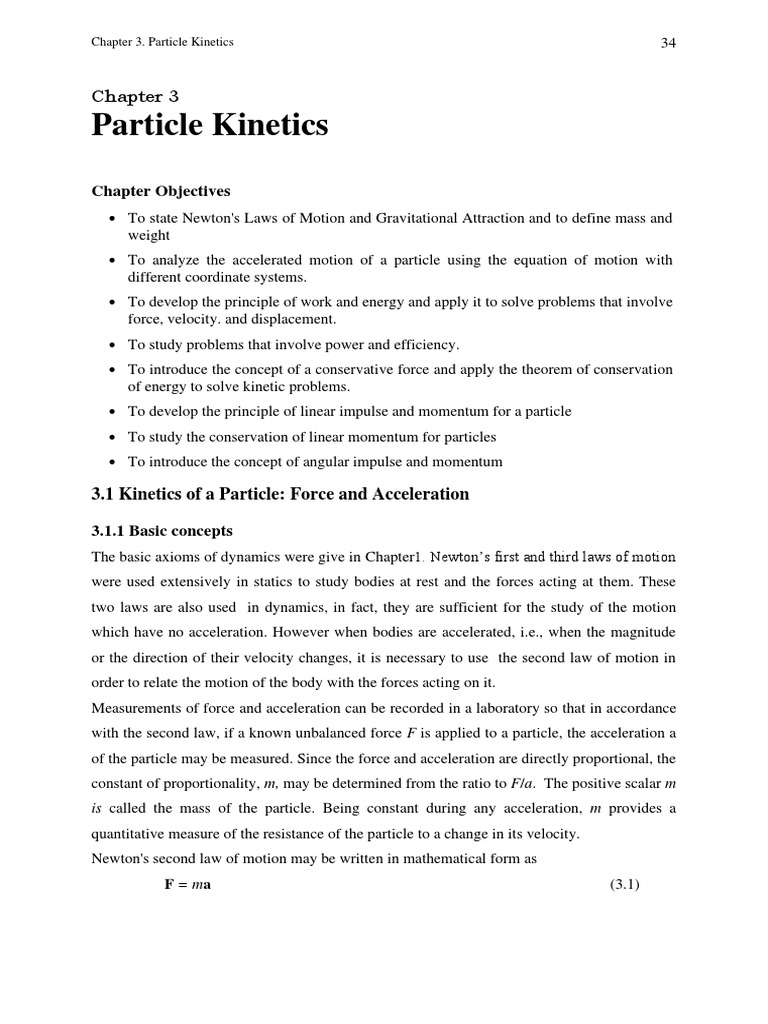 Lecture 3 Particle Kinetics OK | PDF | Force | Acceleration
