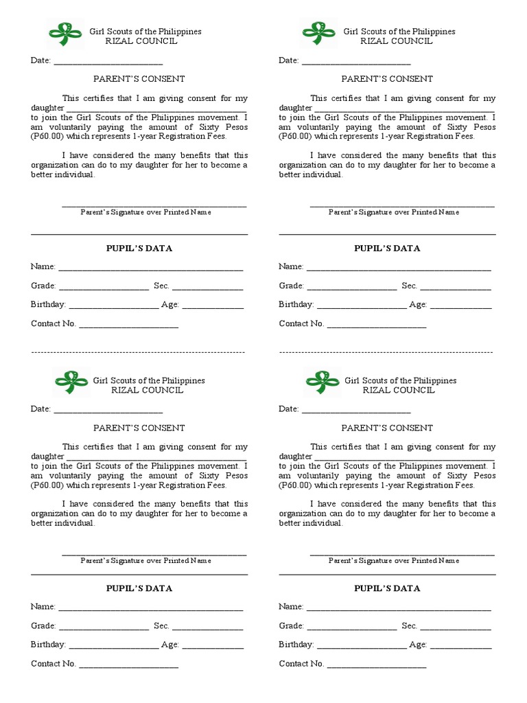 PARENTS CONSENT For Membership | PDF
