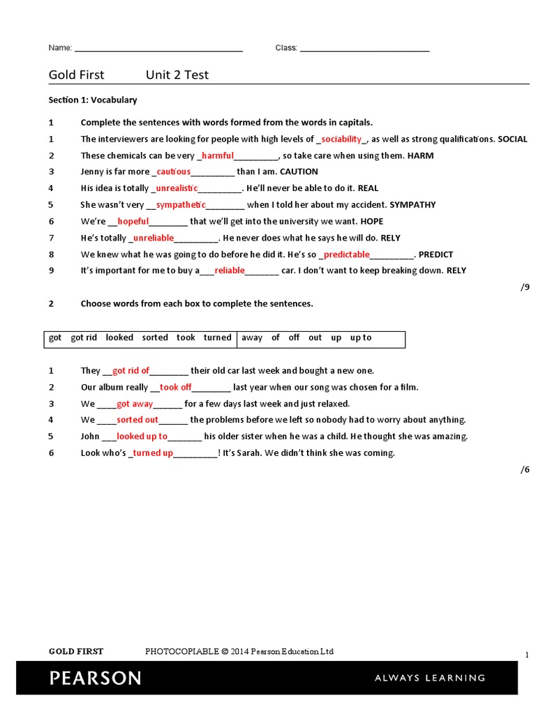 Unit Test 02 - With Key | PDF