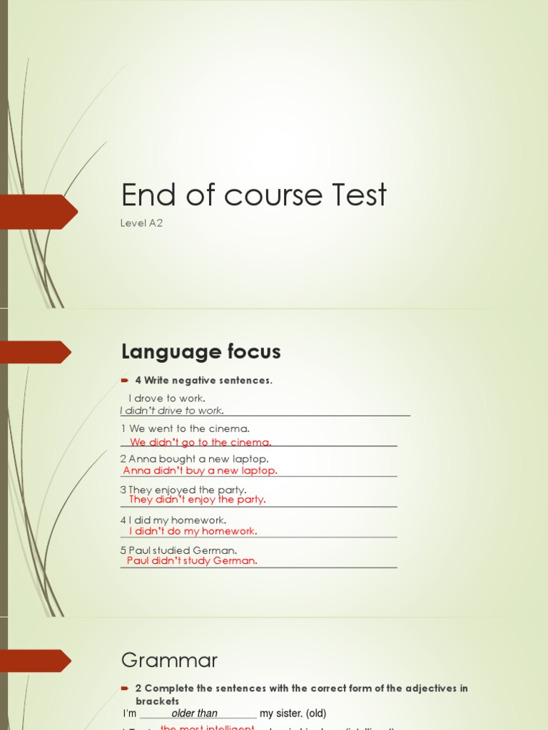 A2 End of Course Test Overview | PDF | Language Arts & Discipline