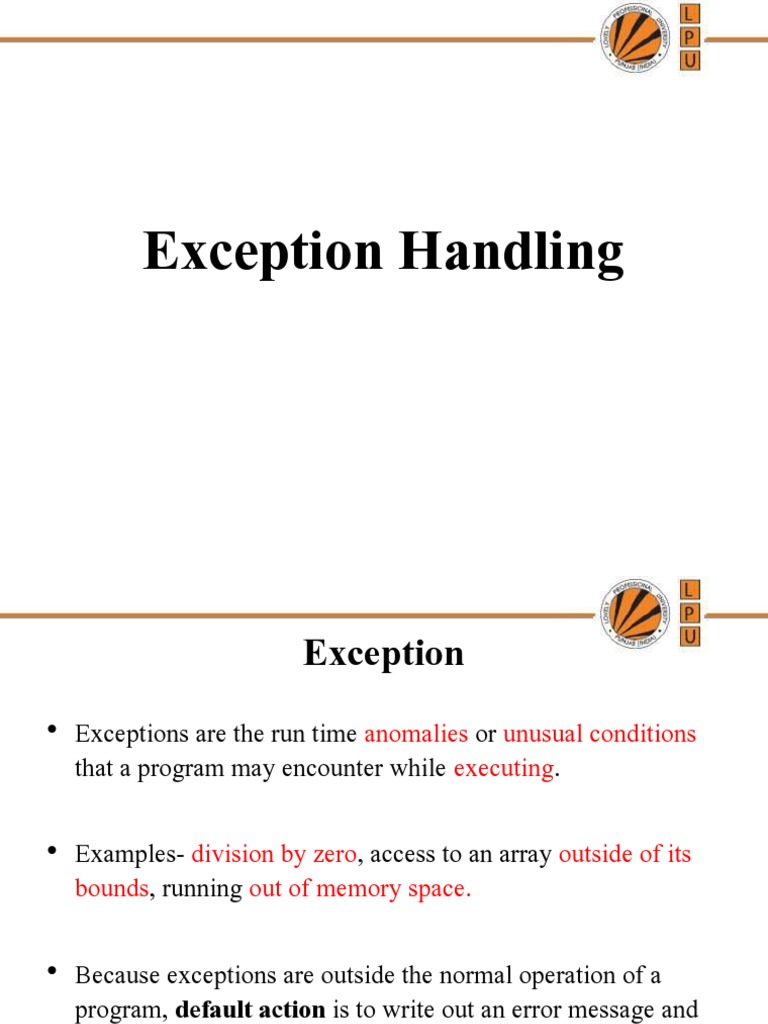 Exception Handling | PDF | Subroutine | Computer Architecture Exception Handling | PDF | Subroutine | Computer Architecture